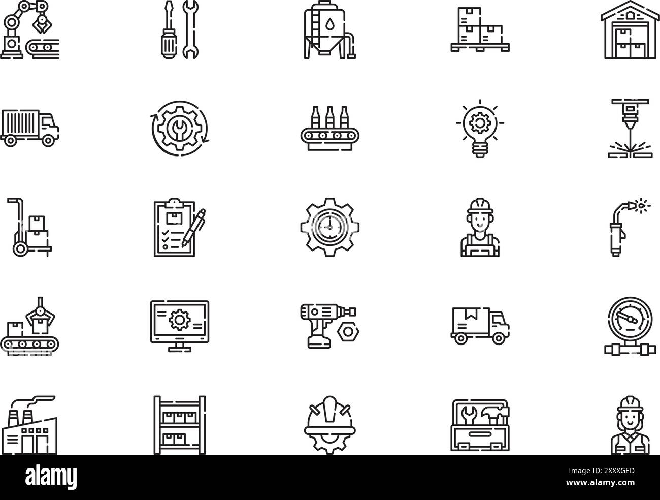 Manufacturing icons collection is a vector illustration with editable ...