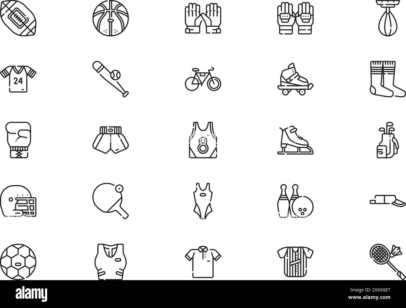 Sport equipment icons collection is a vector illustration with editable stroke Stock Vector ...