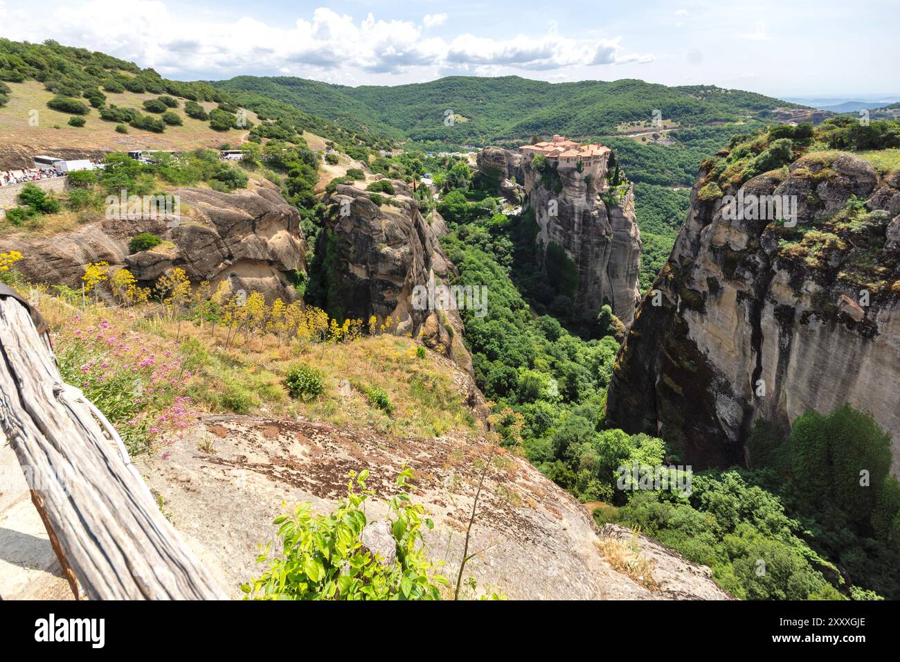Spring Panoramic view of Meteora Monasteries, Thessaly, Greece Stock ...