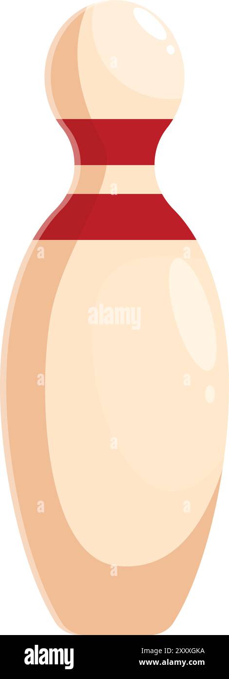 Classic bowling pin, with its distinctive red stripes, ready to be ...