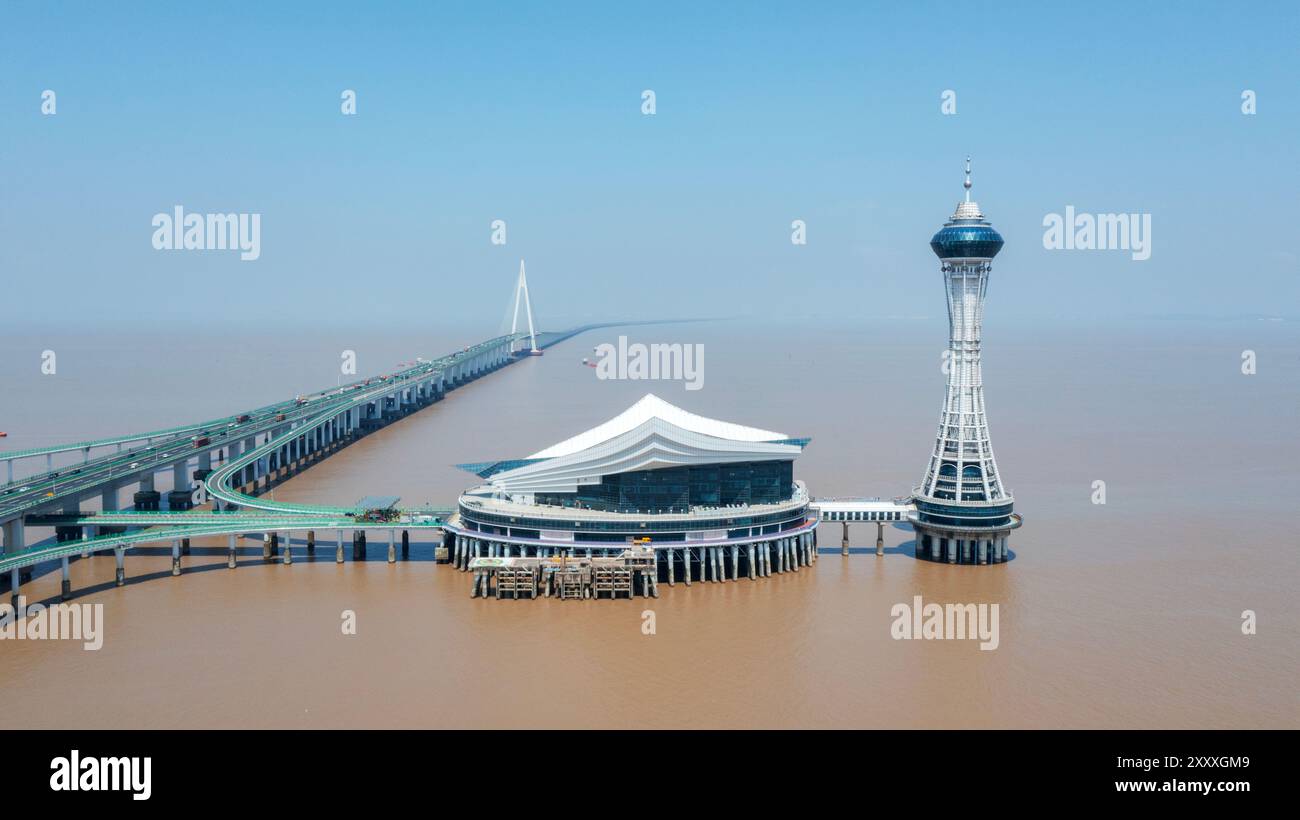 NINGBO, CHINA - AUGUST 24, 2024 - View of Hangzhou Bay Bridge in Ningbo ...
