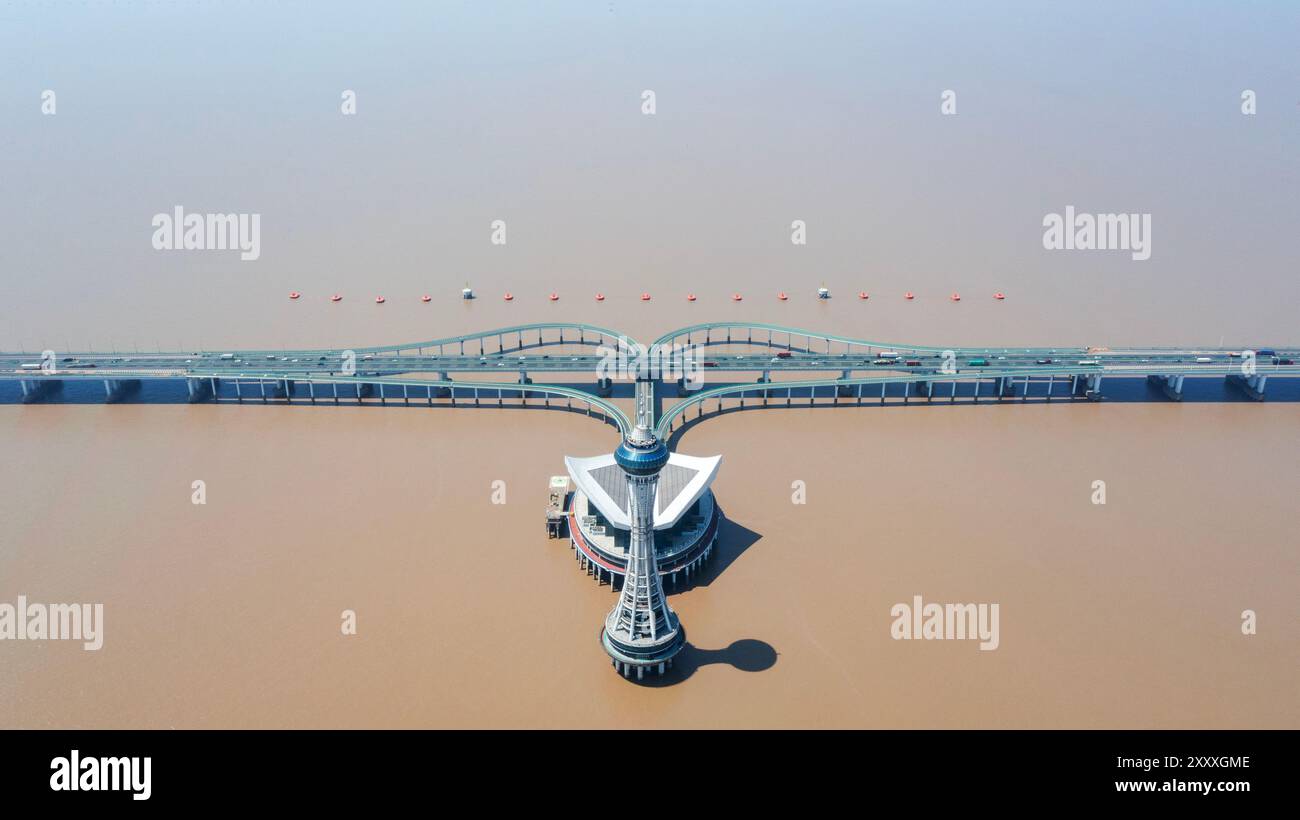 NINGBO, CHINA - AUGUST 24, 2024 - View of Hangzhou Bay Bridge in Ningbo ...
