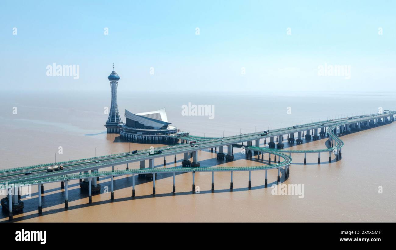 NINGBO, CHINA - AUGUST 24, 2024 - View of Hangzhou Bay Bridge in Ningbo ...