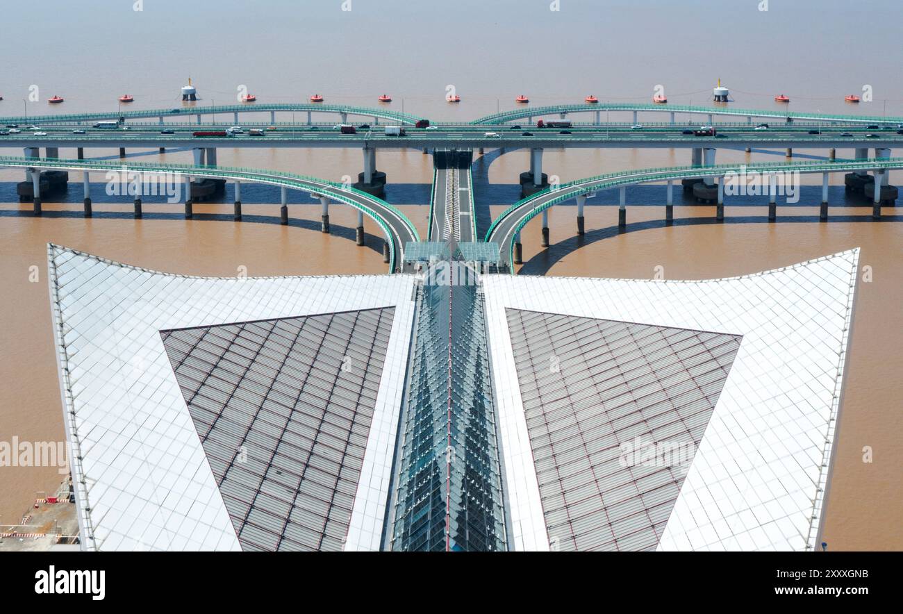 NINGBO, CHINA - AUGUST 24, 2024 - View of Hangzhou Bay Bridge in Ningbo ...