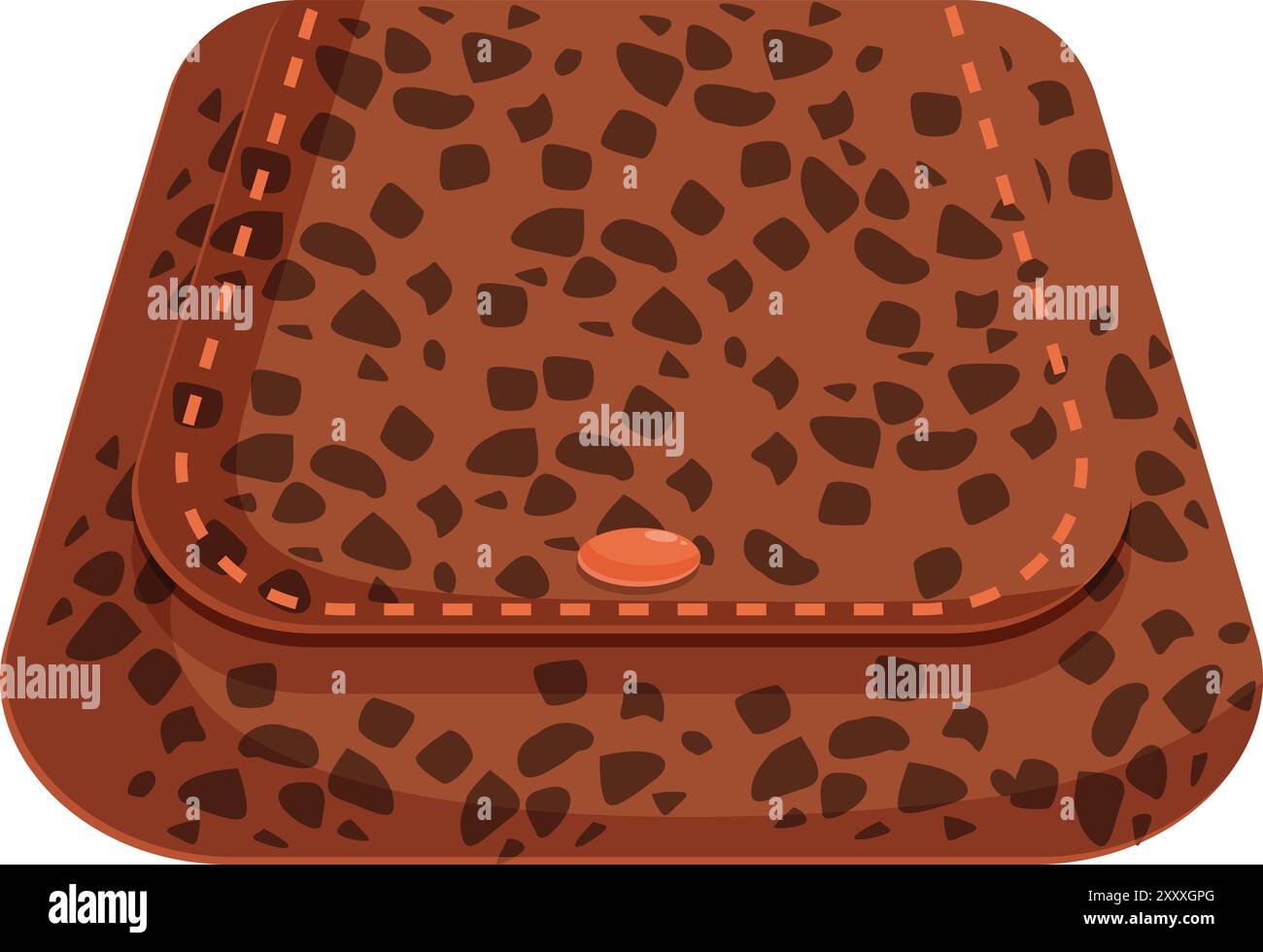 Small brown leather purse with flap and magnetic snap closure showing animal print Stock Vector ...