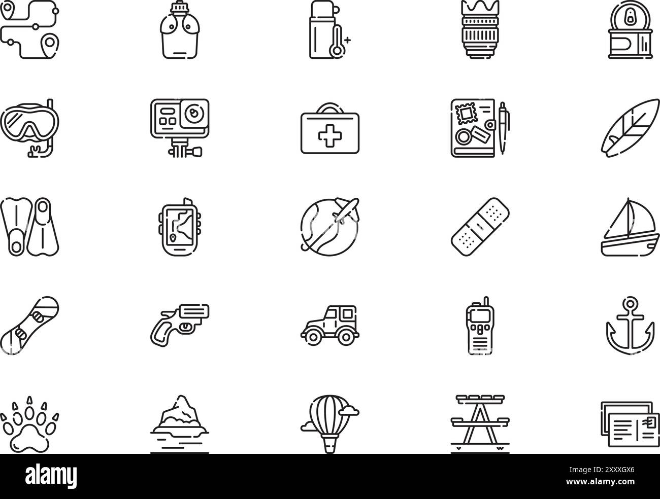 Adventure icons collection is a vector illustration with editable ...