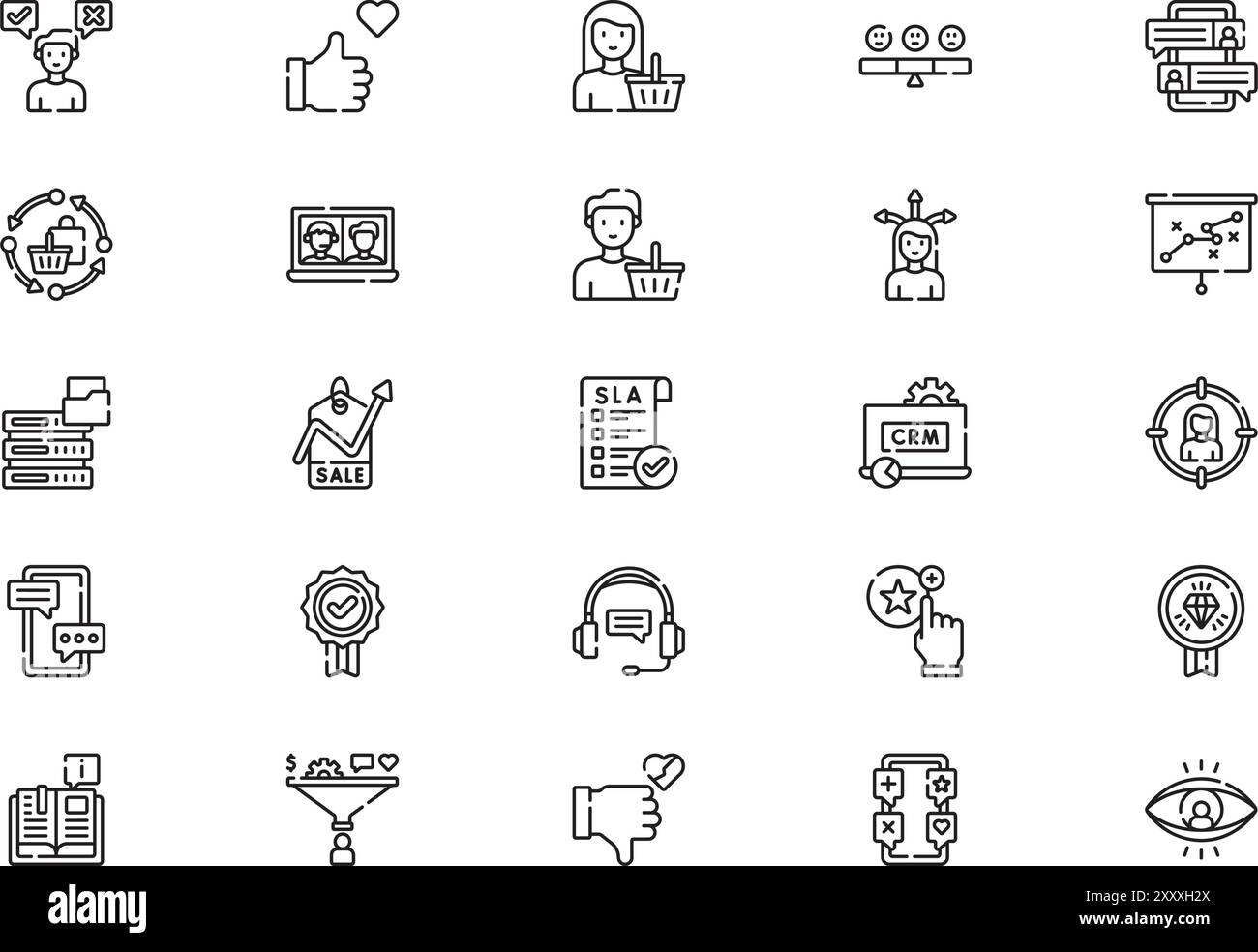 Customer relationship icons collection is a vector illustration with ...