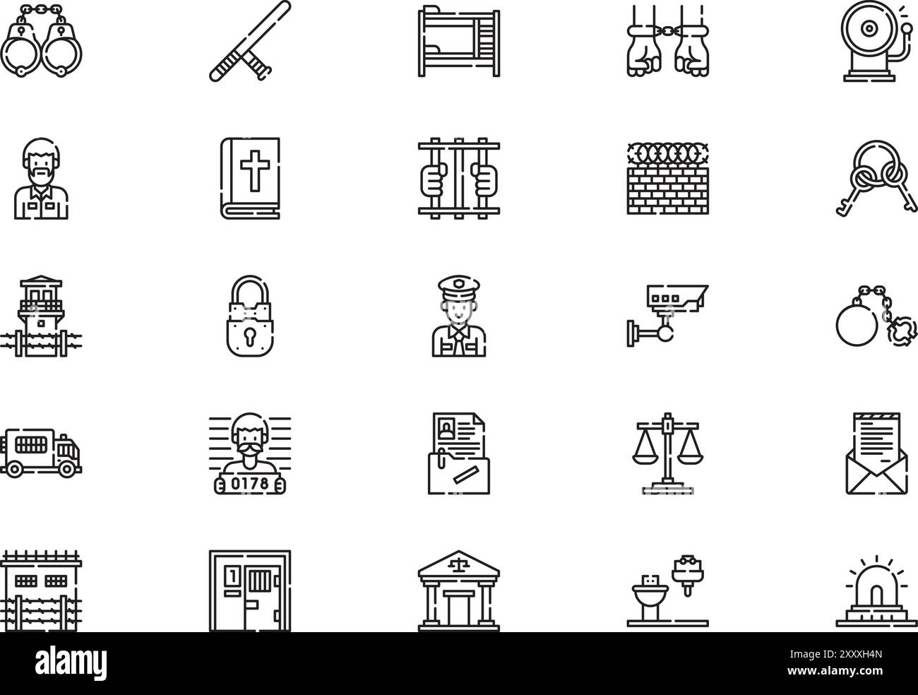 Prison icons collection is a vector illustration with editable stroke ...