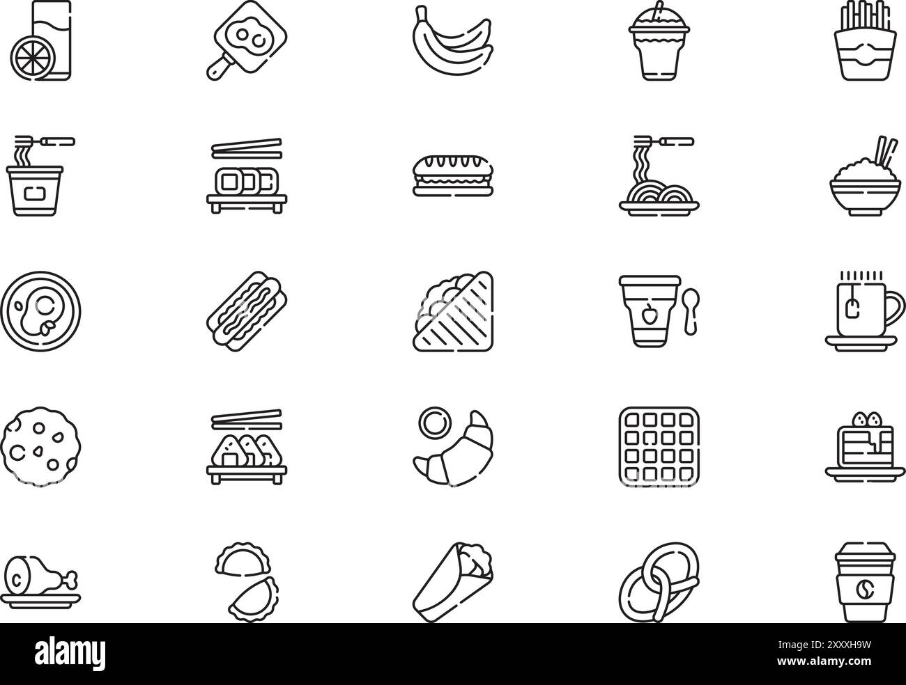 Brunch icons collection is a vector illustration with editable stroke ...