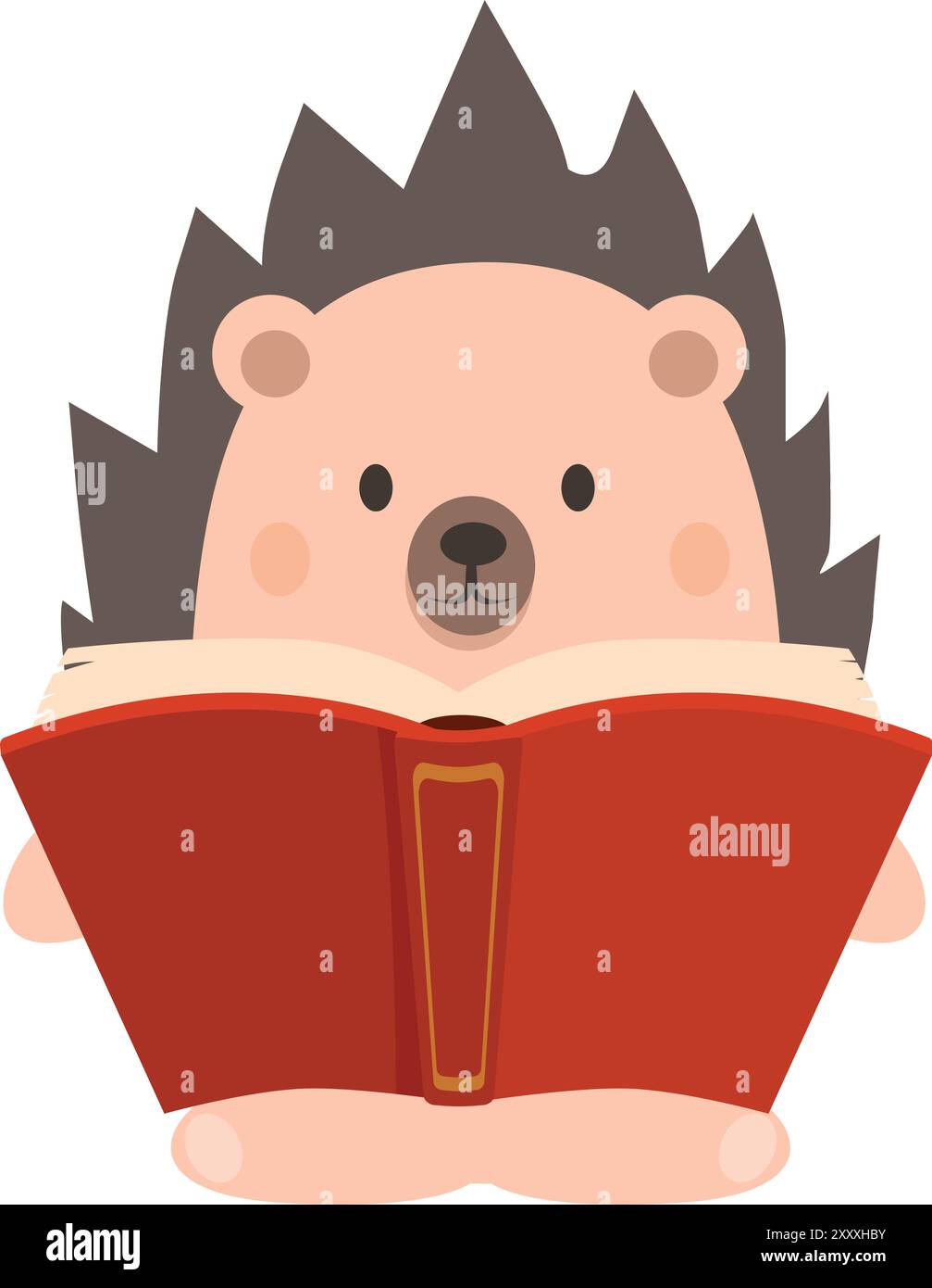 Cute cartoon hedgehog is holding an open book, learning, studying and ...