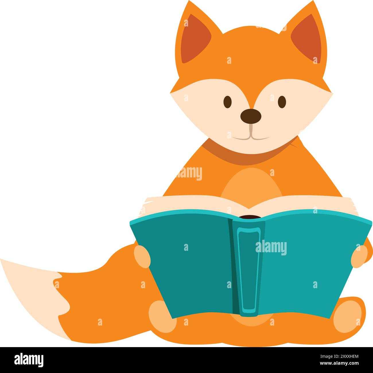 Cute red fox sitting and reading a textbook Stock Vector Image & Art ...