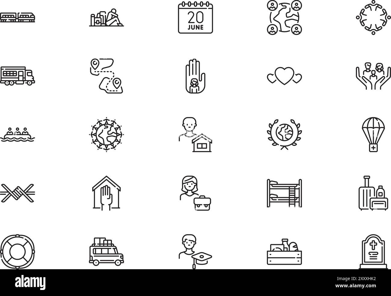 World refugee day icons collection is a vector illustration with ...