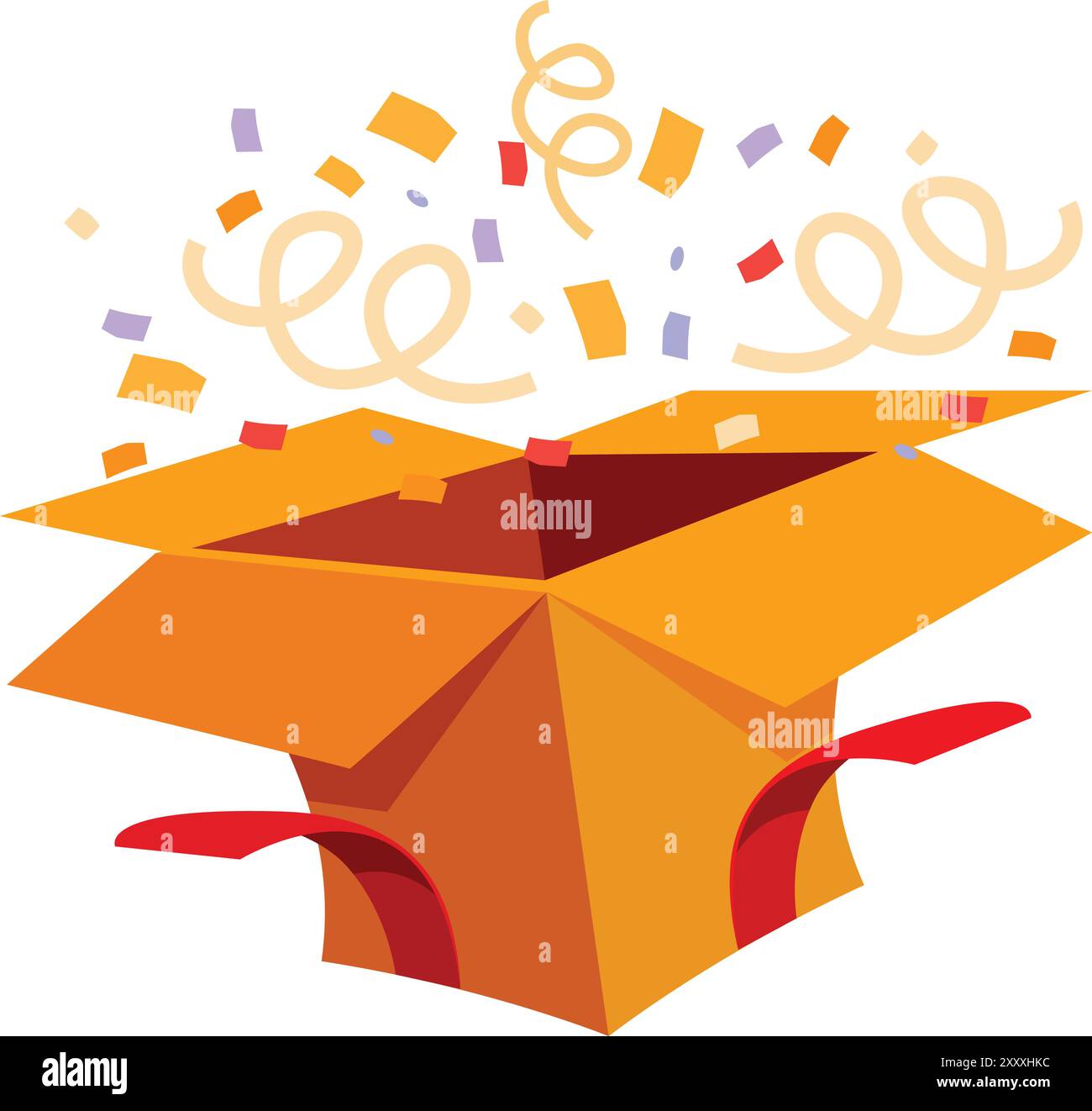 Open cardboard box exploding with colorful confetti Stock Vector Image ...