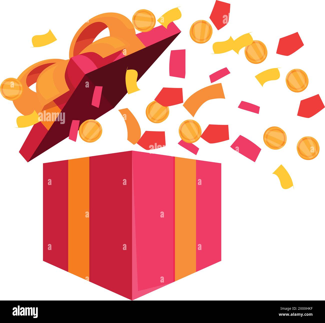 Festive gift box exploding with confetti and gold coins, perfect for ...