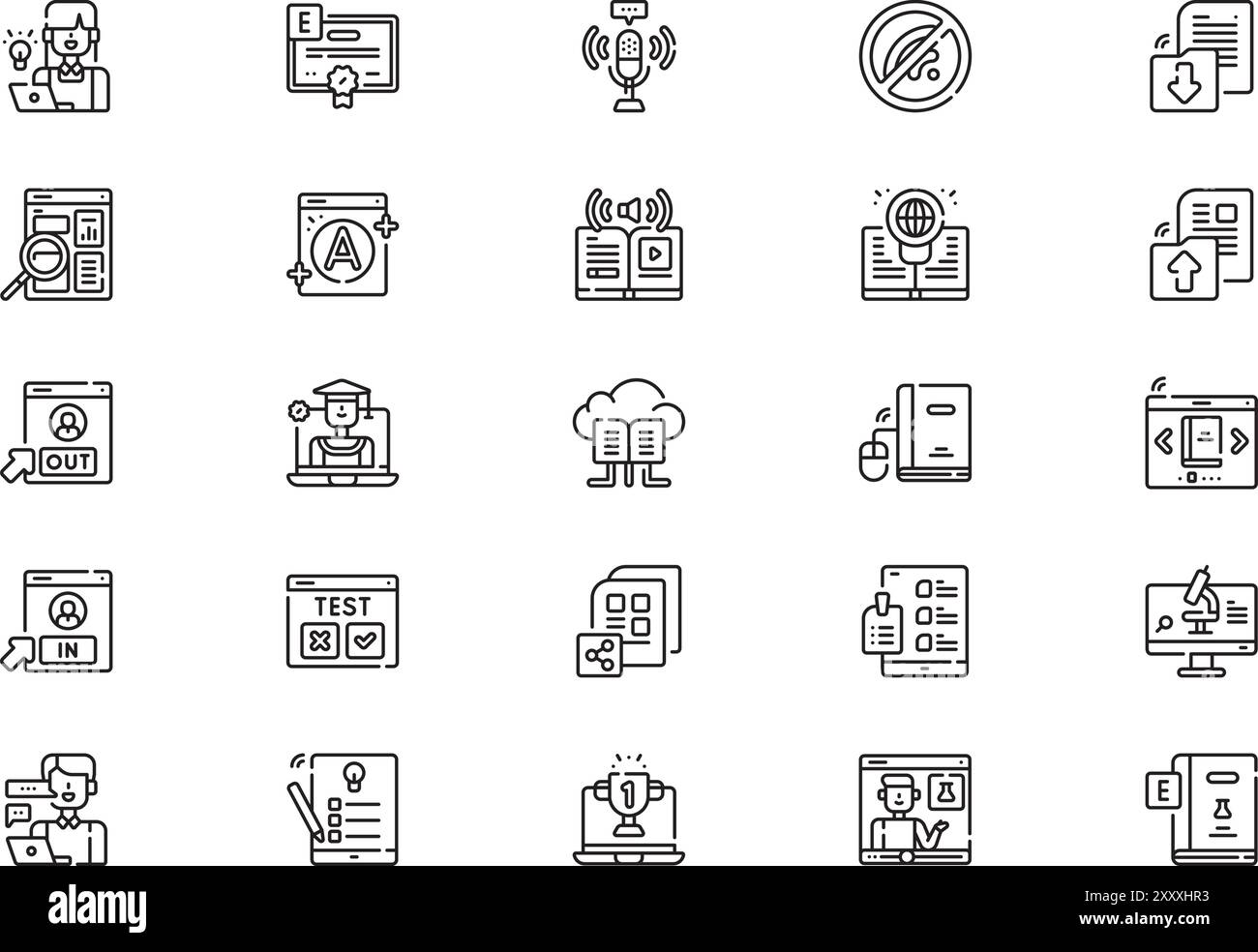 Elearning icons collection is a vector illustration with editable ...