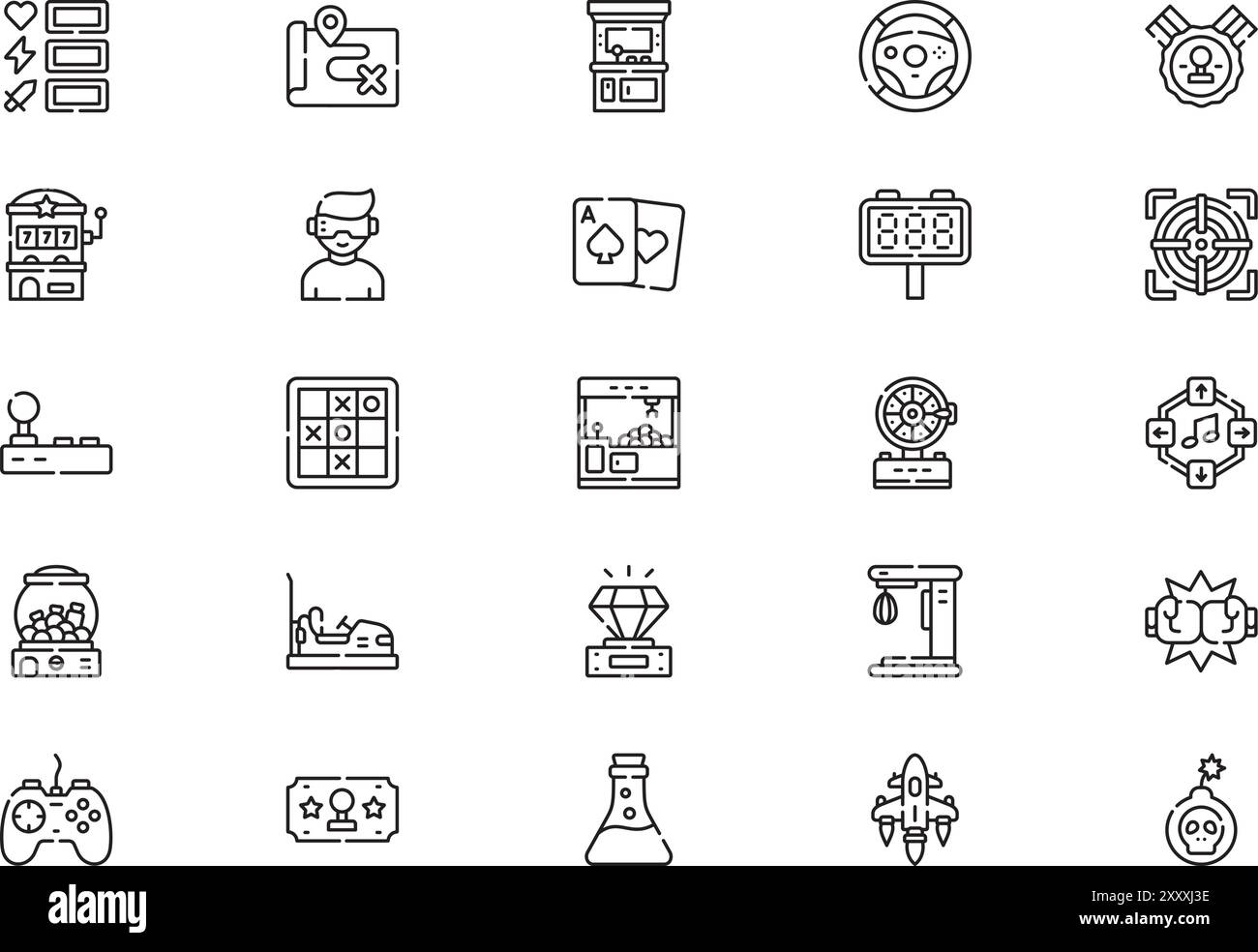 Arcade icons collection is a vector illustration with editable stroke ...