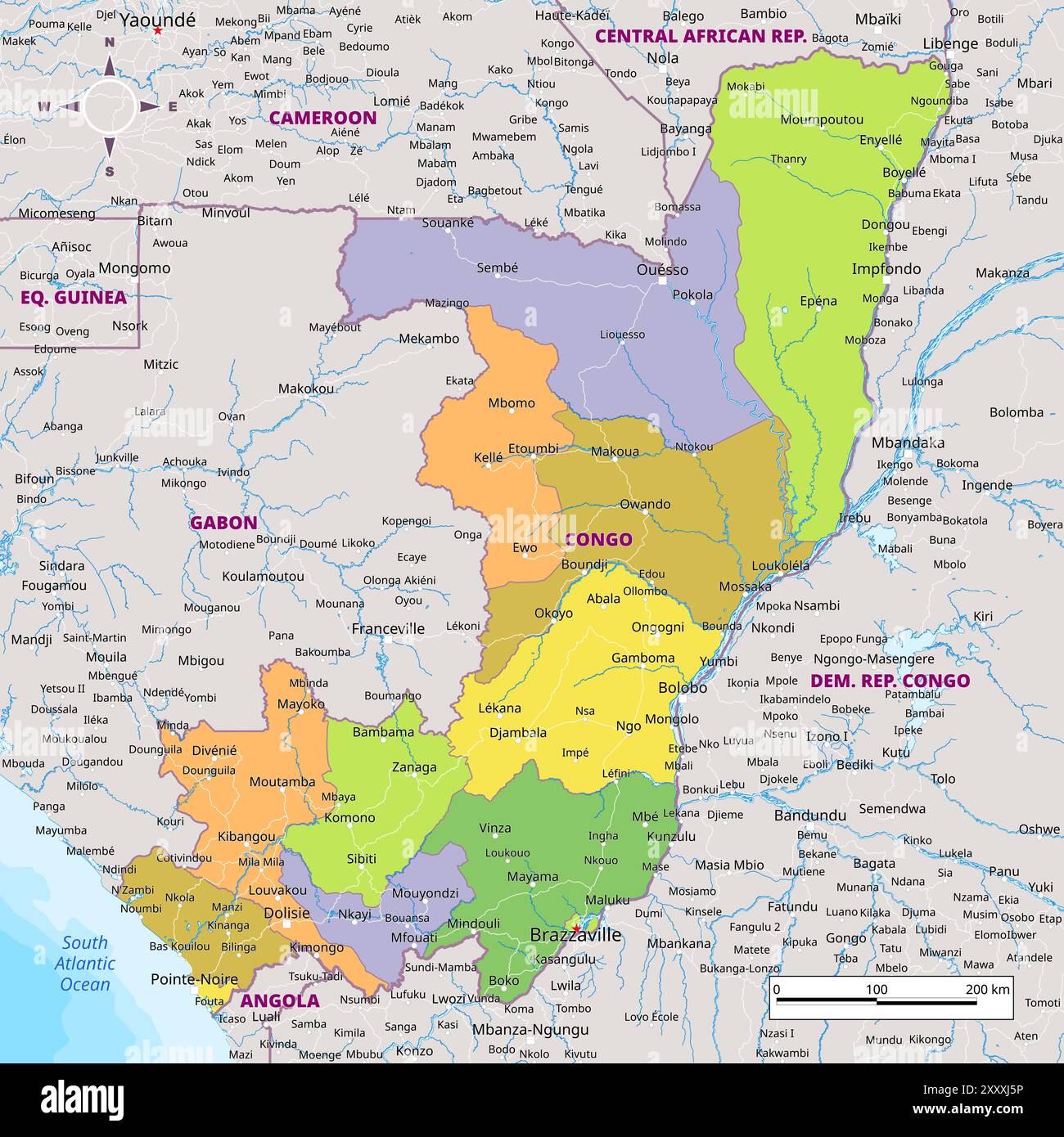 Political map of Republic of the Congo Stock Vector Image & Art - Alamy