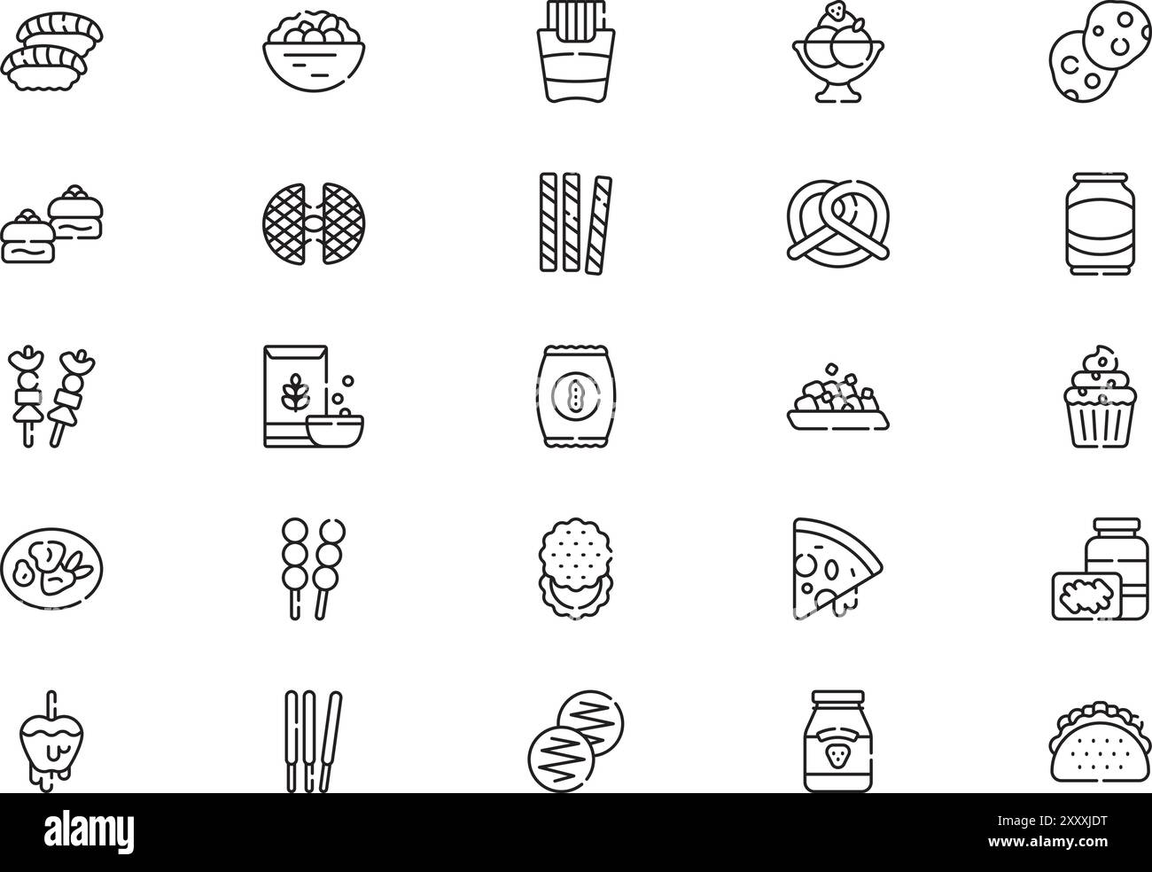 Appetizer and snacks icons collection is a vector illustration with ...