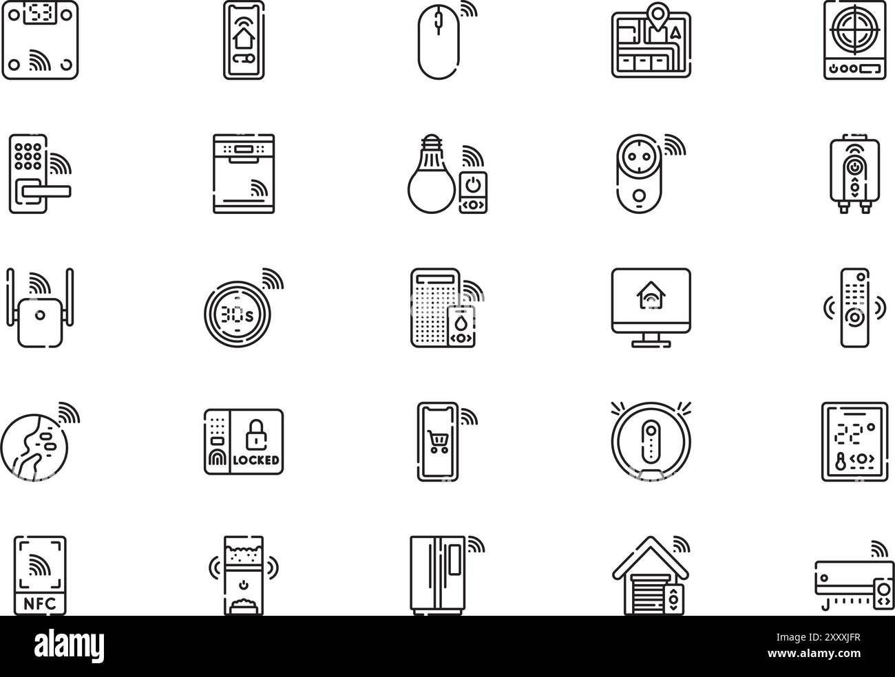 Wireless technology icons collection is a vector illustration with editable stroke Stock Vector ...