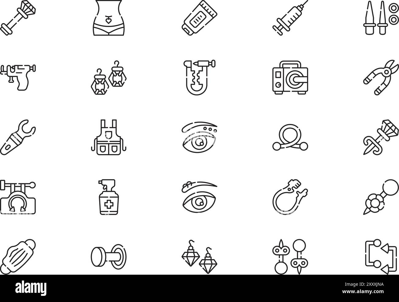 Piercing icons collection is a vector illustration with editable stroke ...