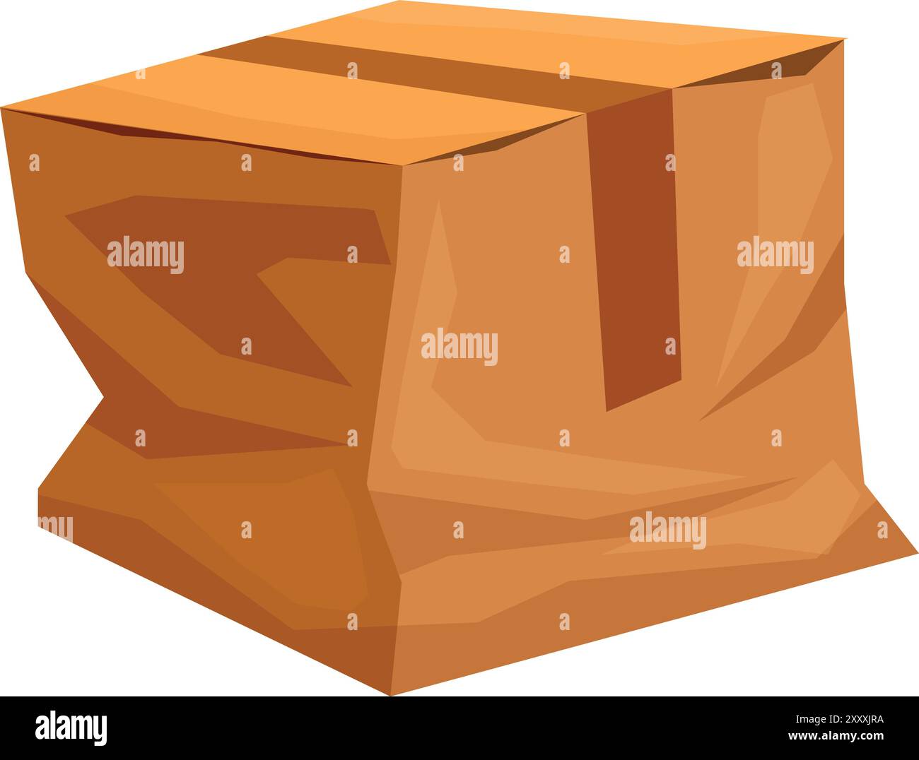 Crumpled cardboard box is sitting isolated on white Stock Vector Image ...