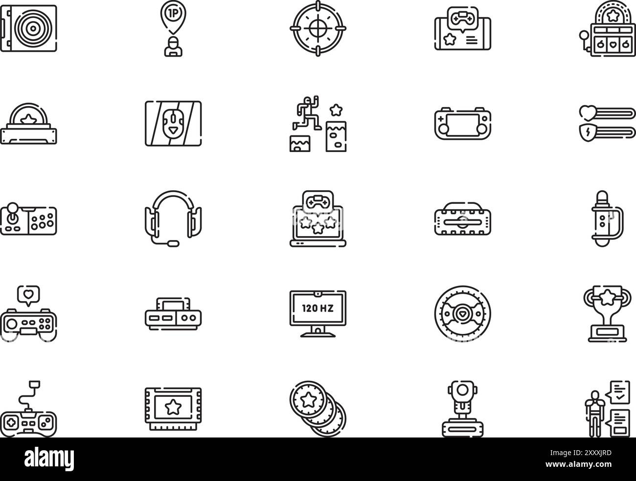 Gaming icons collection is a vector illustration with editable stroke ...
