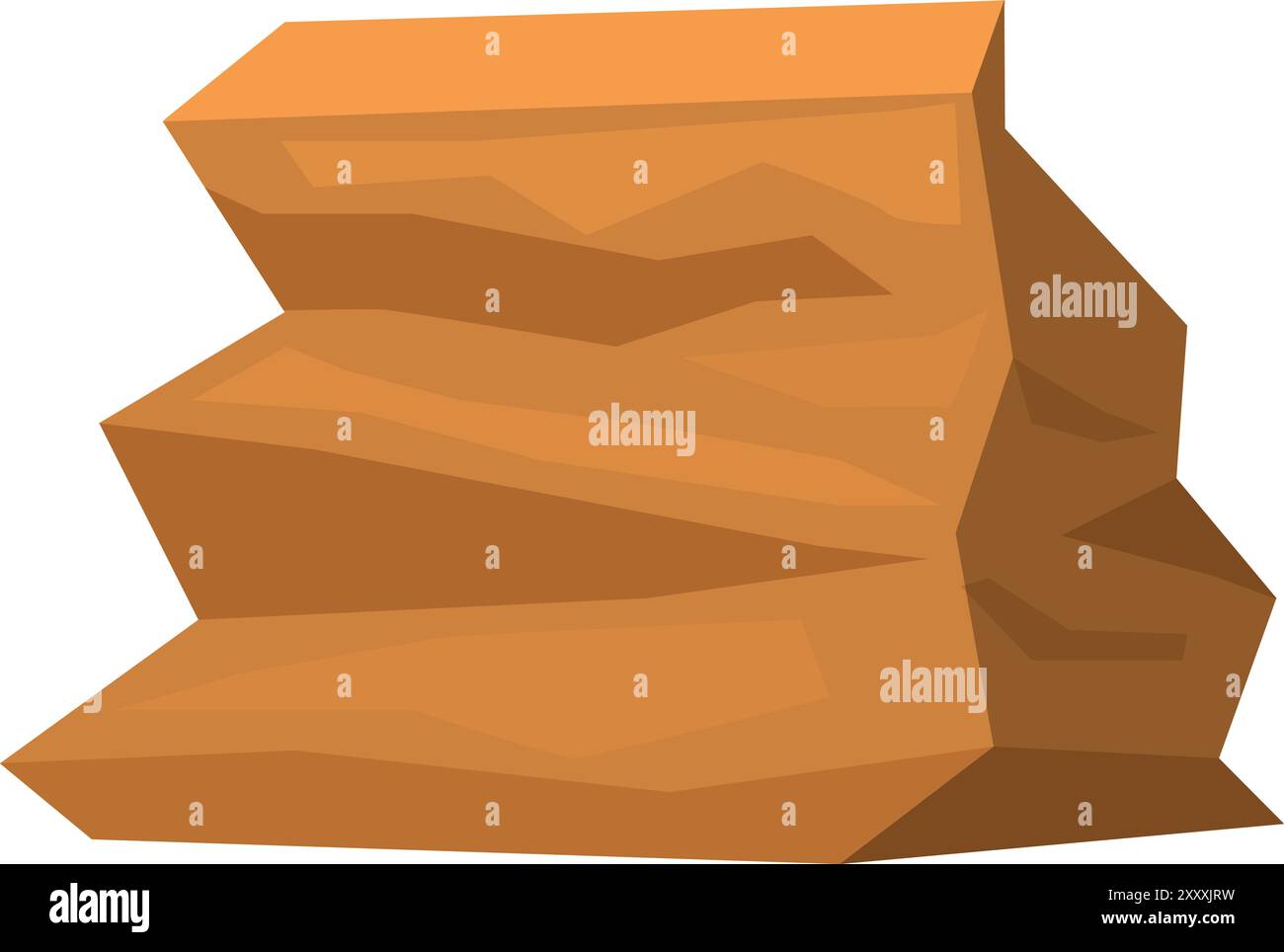 Big brown rock formation standing on a white background, element for ...