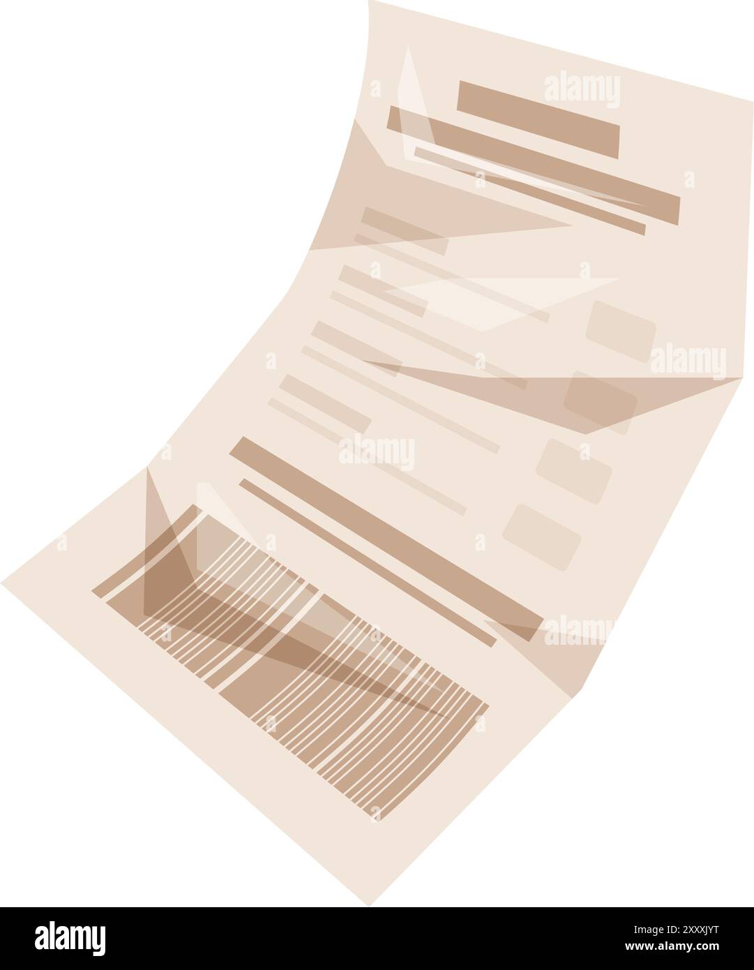 Folded paper document with a barcode is flying in the air Stock Vector ...