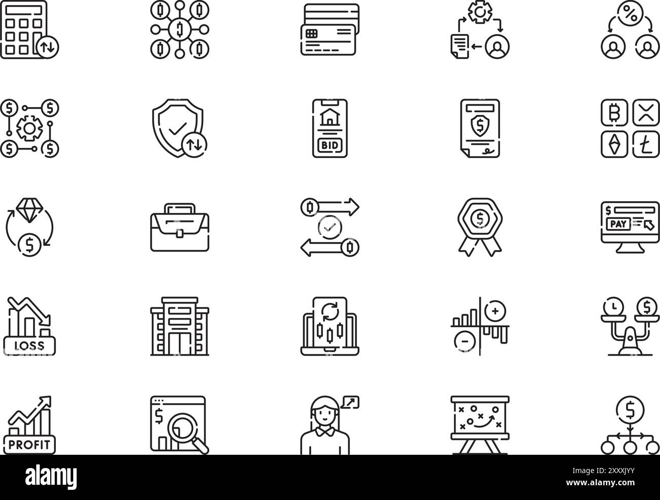 Trading icons collection is a vector illustration with editable stroke ...