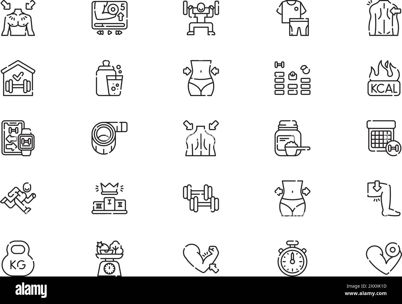 Workout app icons collection is a vector illustration with editable stroke Stock Vector Image ...