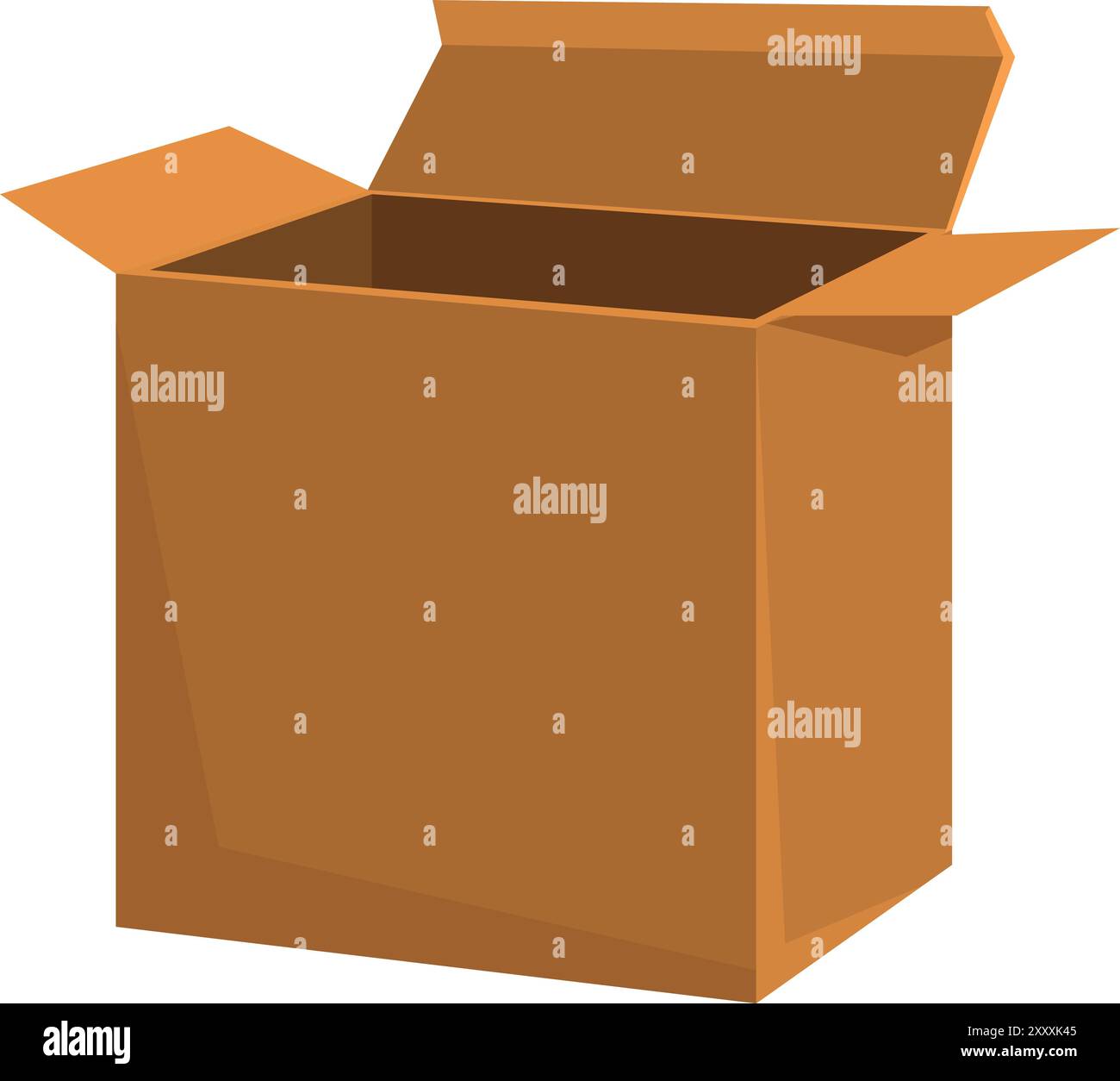 Open empty cardboard box standing on white background Stock Vector ...