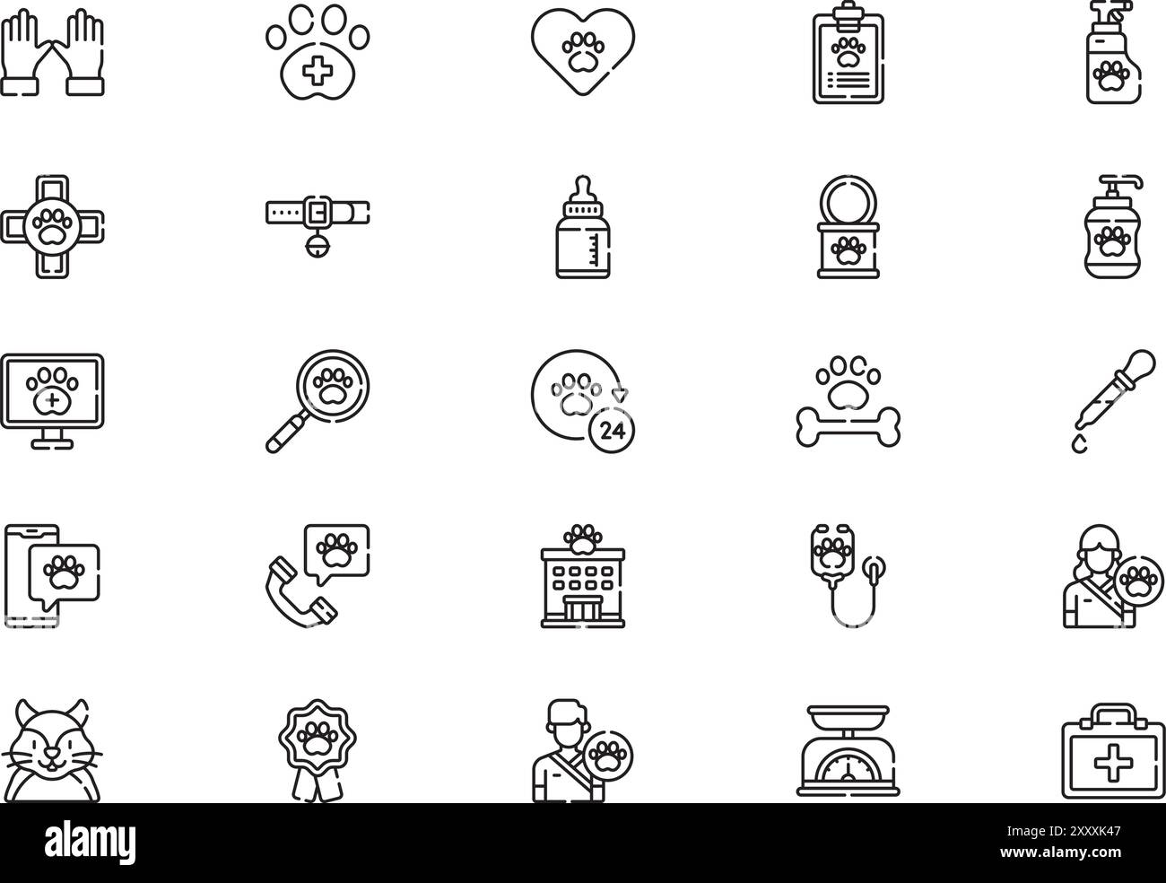 Veterinary icons collection is a vector illustration with editable ...