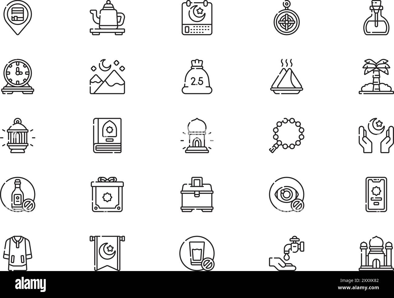 Ramadan icons collection is a vector illustration with editable stroke ...