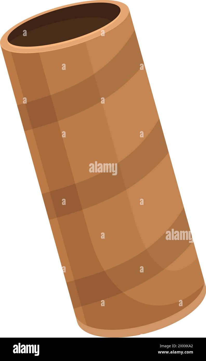 Empty cardboard cylinder tube is lying diagonally, creating a simple ...