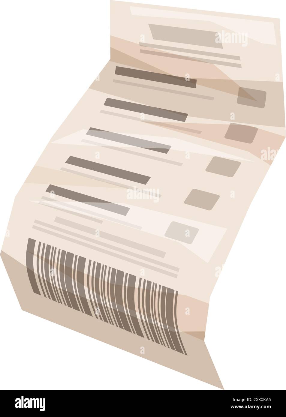 Long paper receipt is lying flat with a barcode and purchase ...