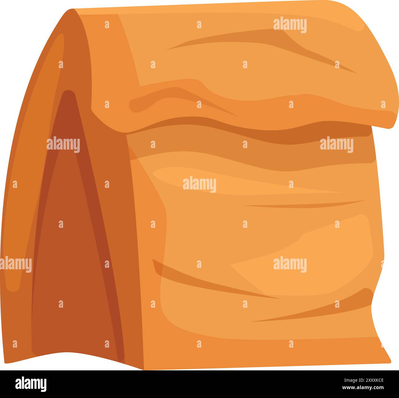 Crumpled brown paper bag standing upright, typically used for packaging ...