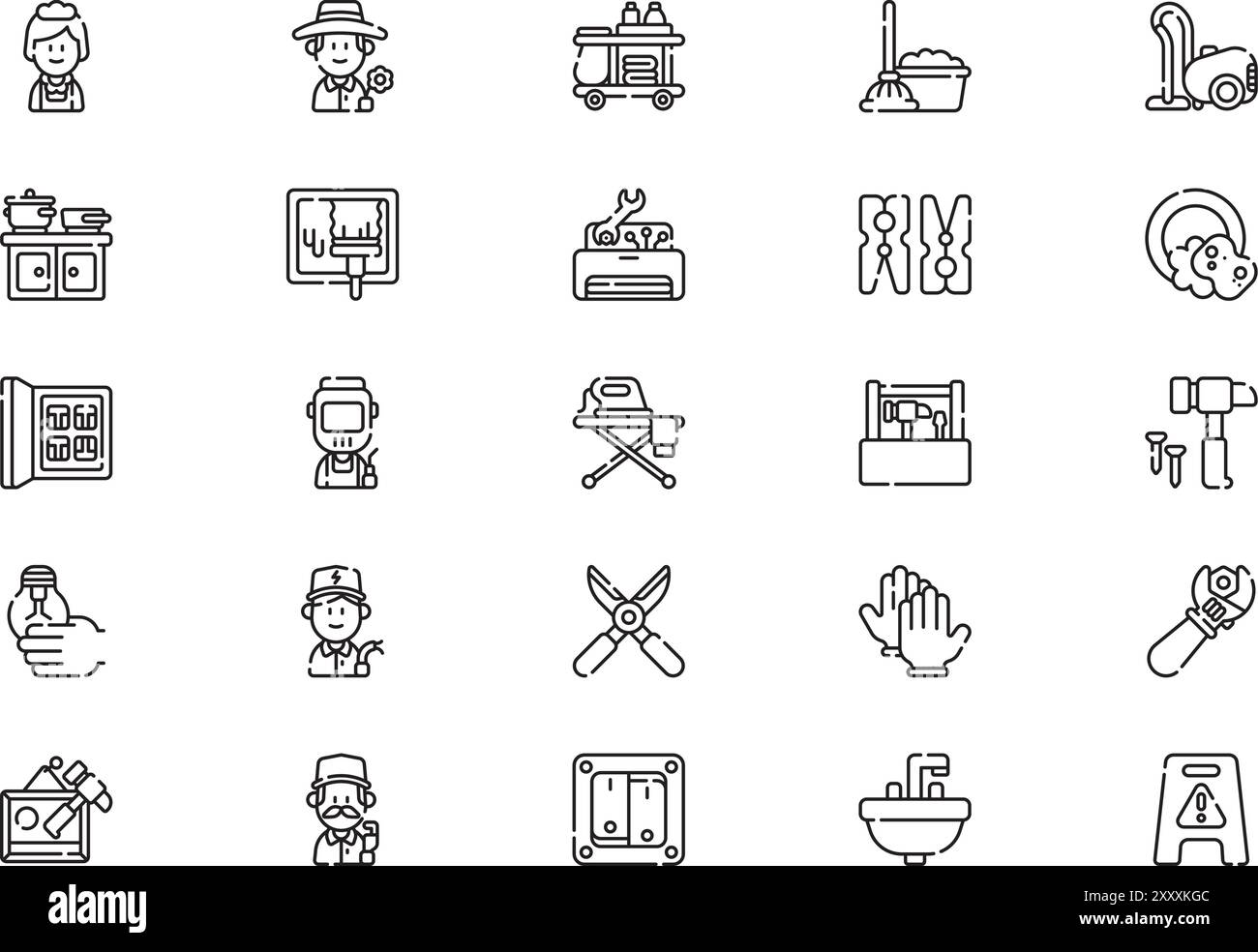 Housekeeping icons collection is a vector illustration with editable ...
