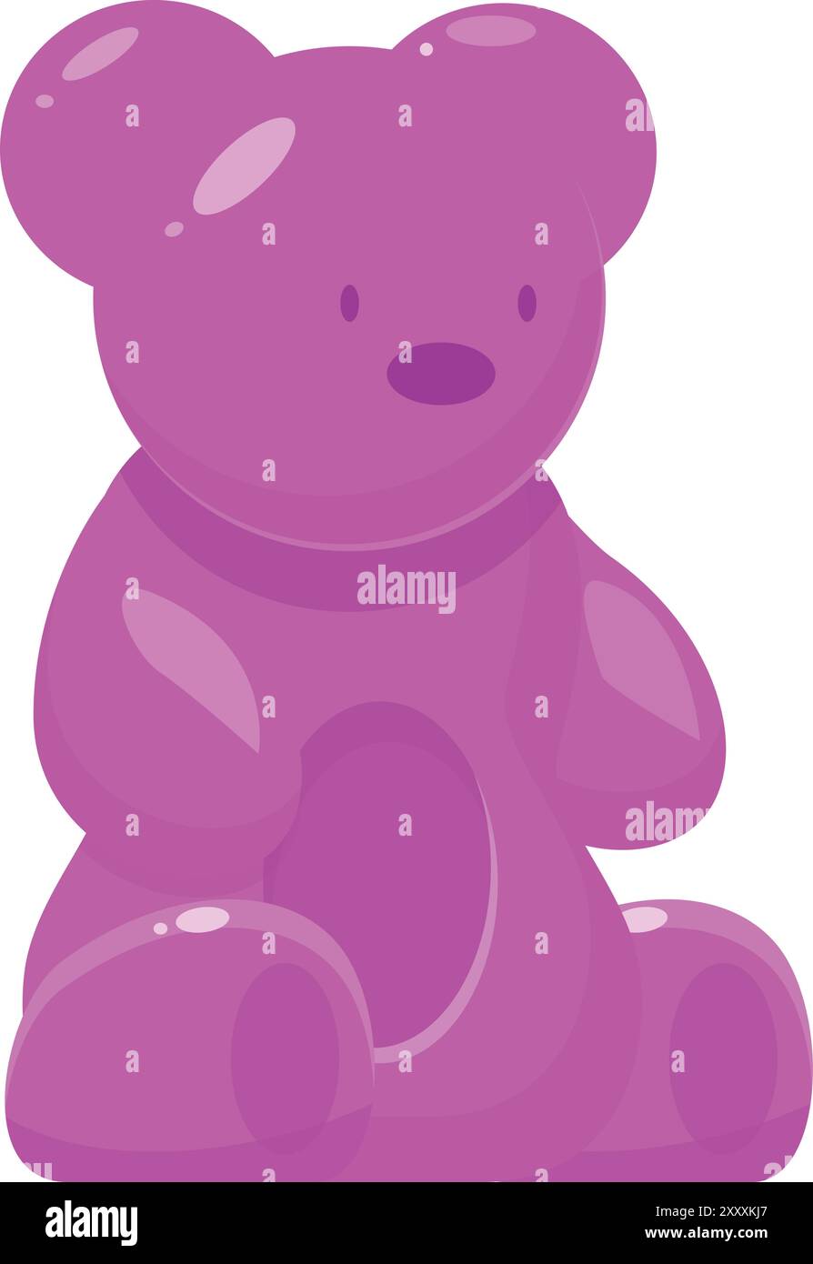 Fun and delicious looking purple gummy bear candy sitting down Stock ...