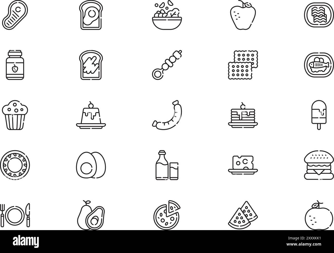 Brunch icons collection is a vector illustration with editable stroke ...