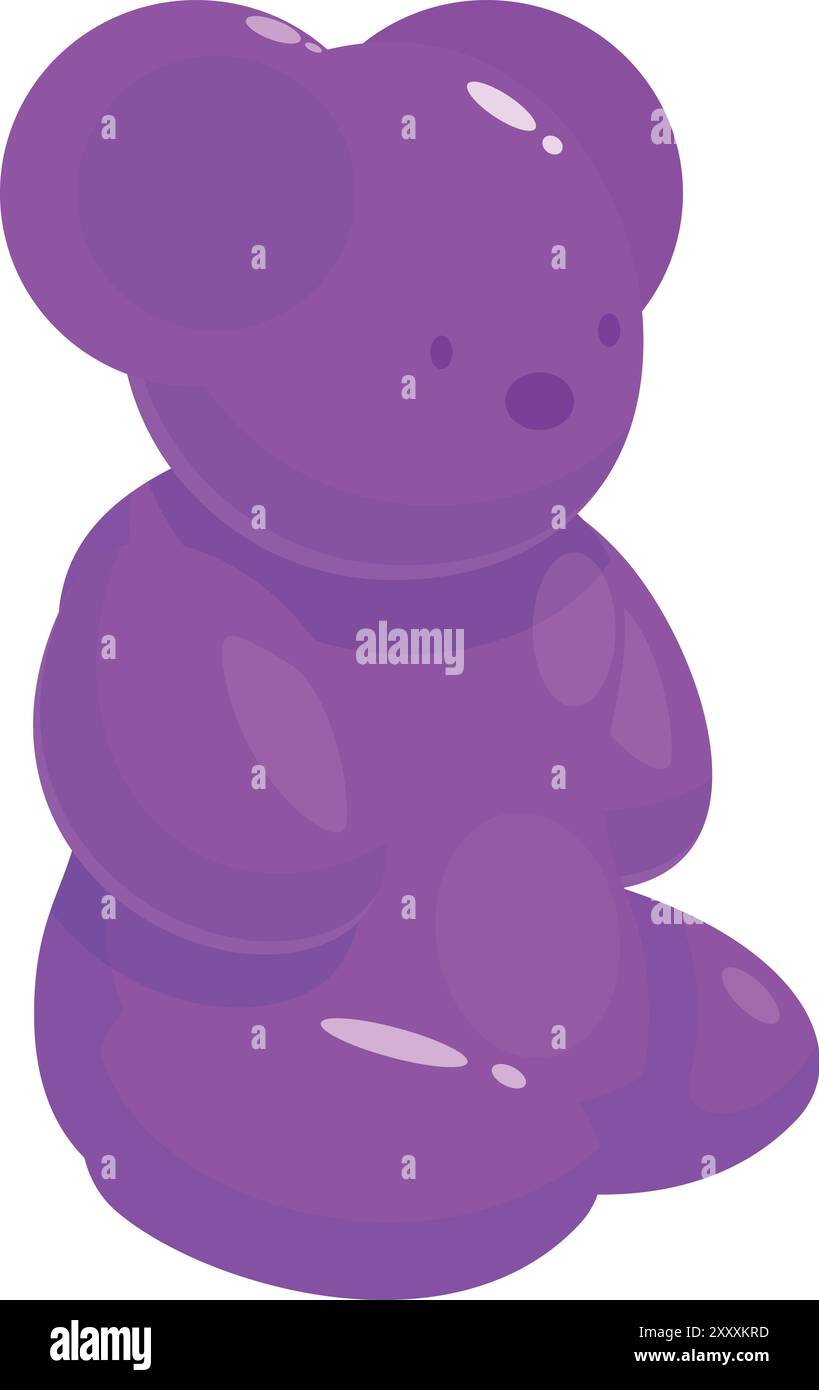 Cartoon illustration of a purple gummy bear sitting with a cute ...