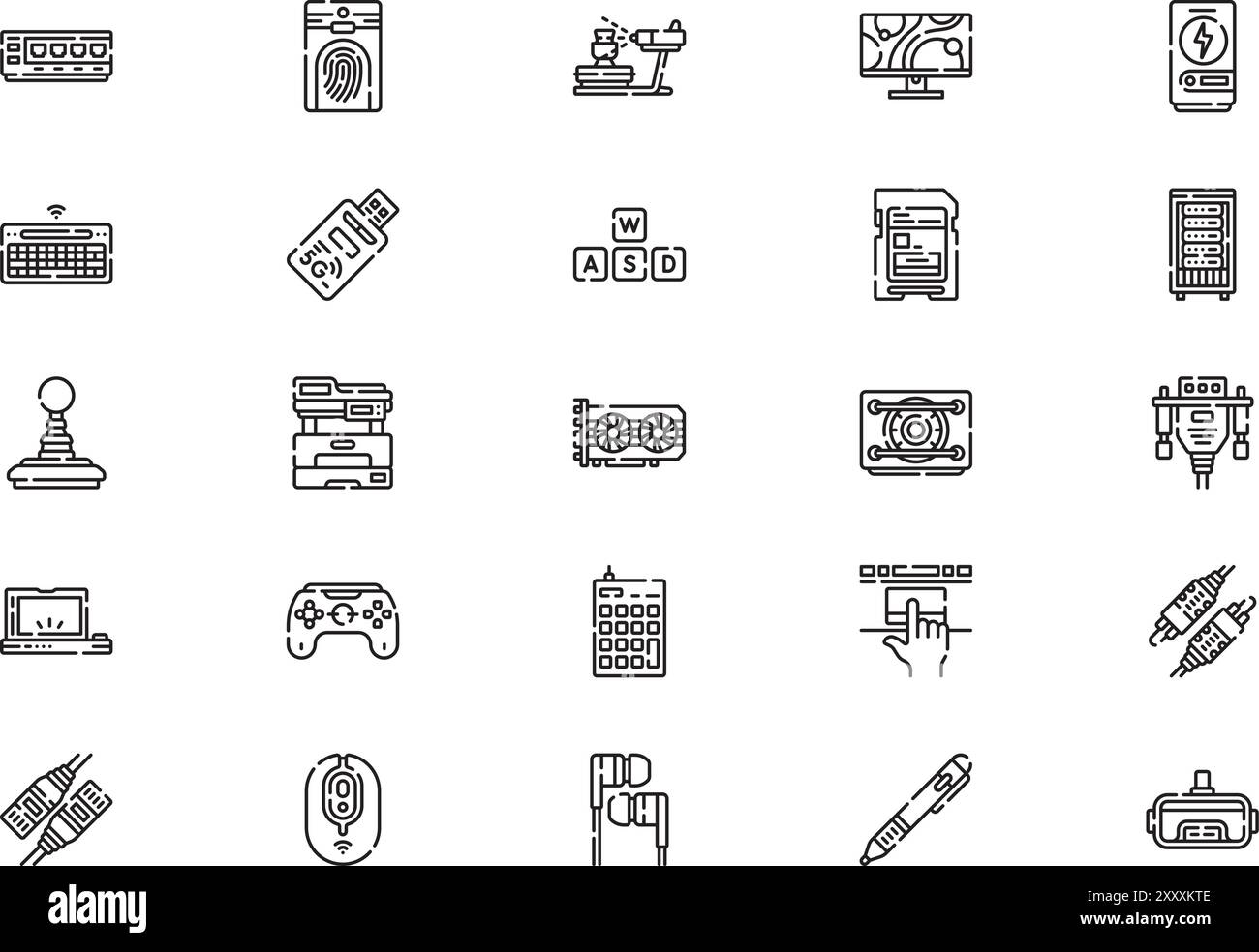 Computer peripherals icons collection is a vector illustration with editable stroke Stock Vector ...