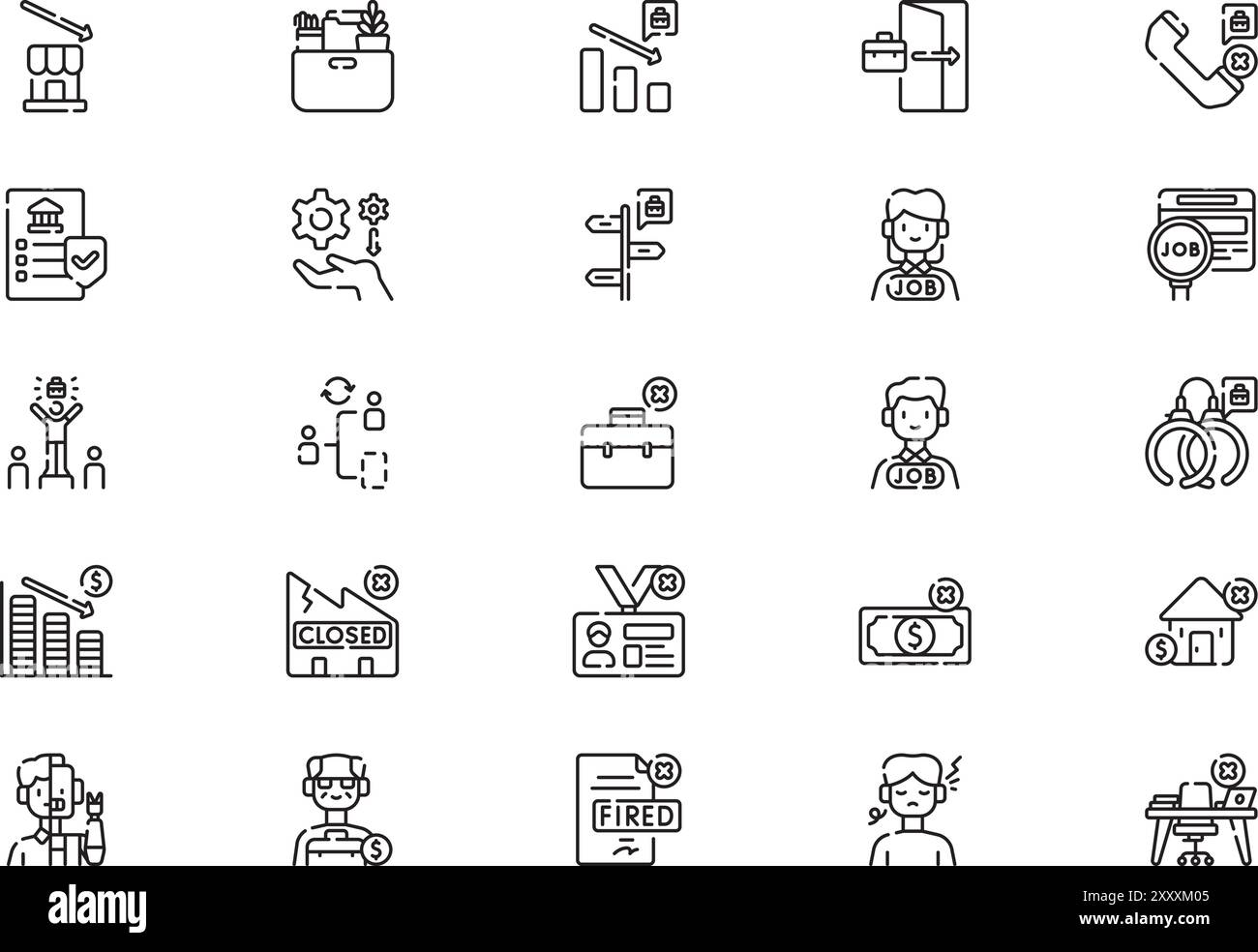 Unemployment icons collection is a vector illustration with editable stroke Stock Vector Image ...