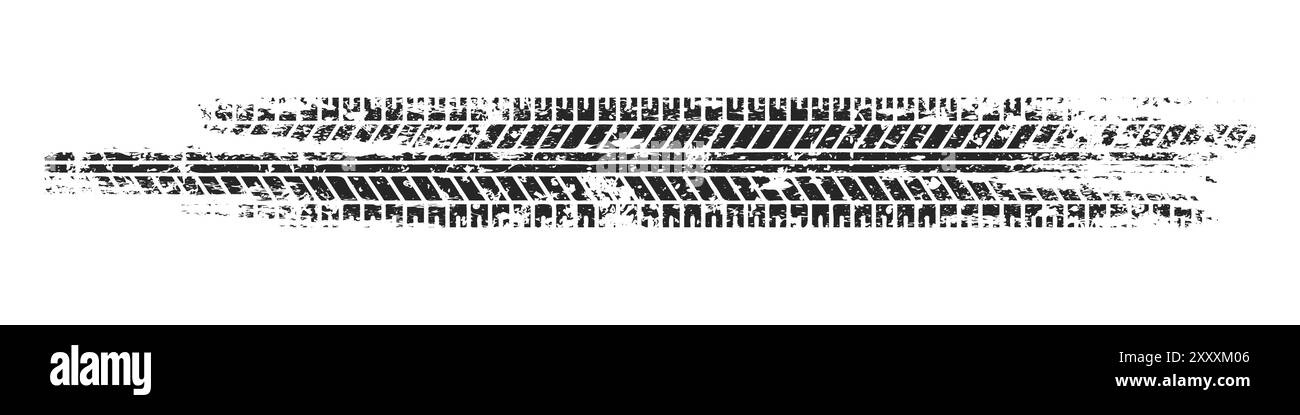 Grunge tire track, wheel braking marks. Truck, car or motorcycle tread ...