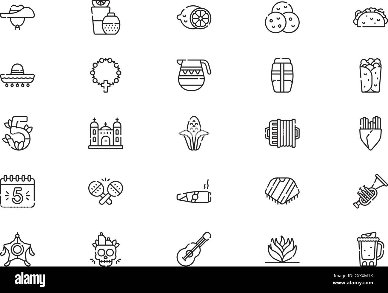 Cinco de mayo icons collection is a vector illustration with editable ...