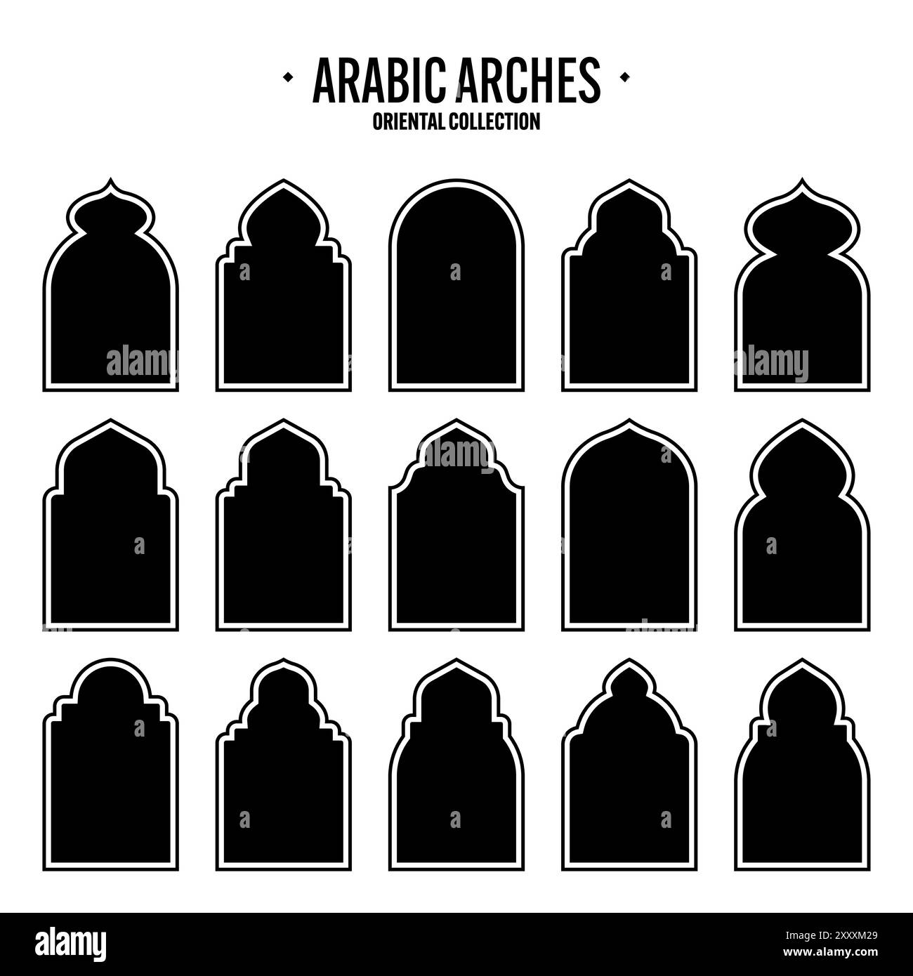 Islamic frames, oriental style objects. Arabic shapes, windows and ...