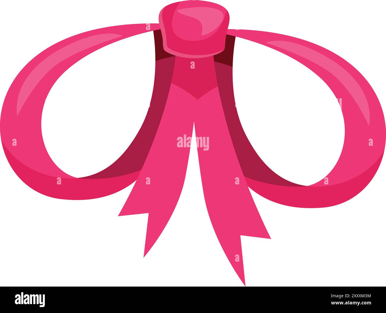 Big pink bow made of ribbon with a knot in the middle Stock Vector ...