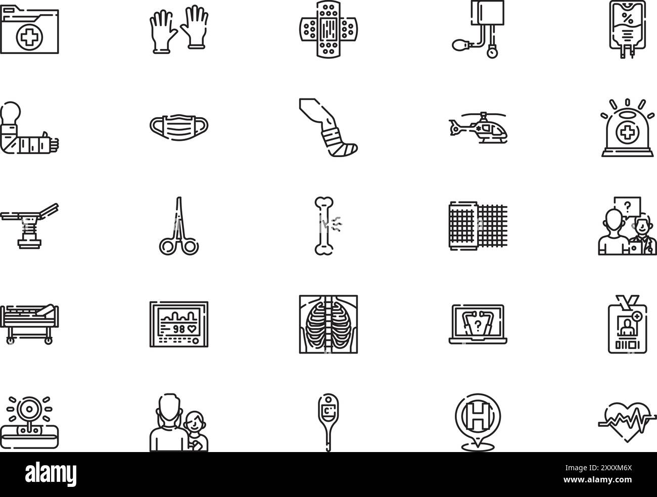 Hospital icons collection is a vector illustration with editable stroke ...