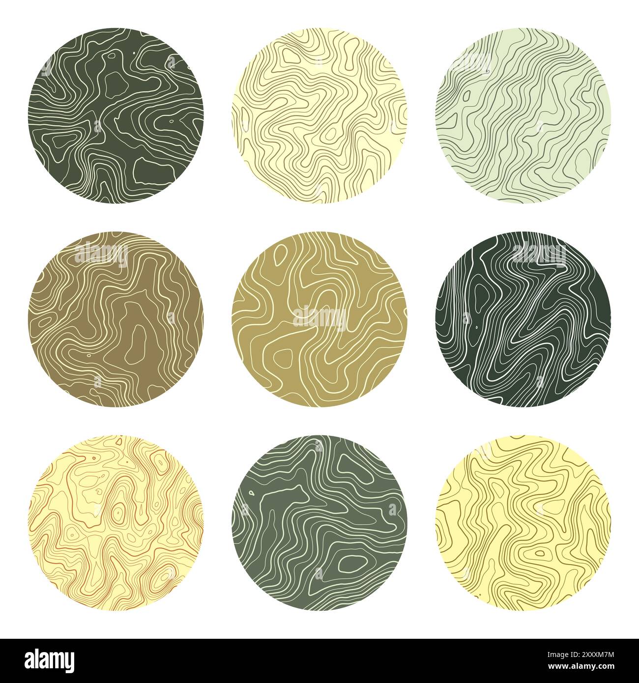 Colorful topographic map with contour lines. Geographic terrain grid ...
