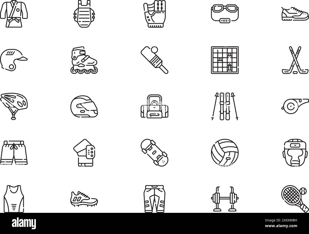 Sport equipment icons collection is a vector illustration with editable stroke Stock Vector ...