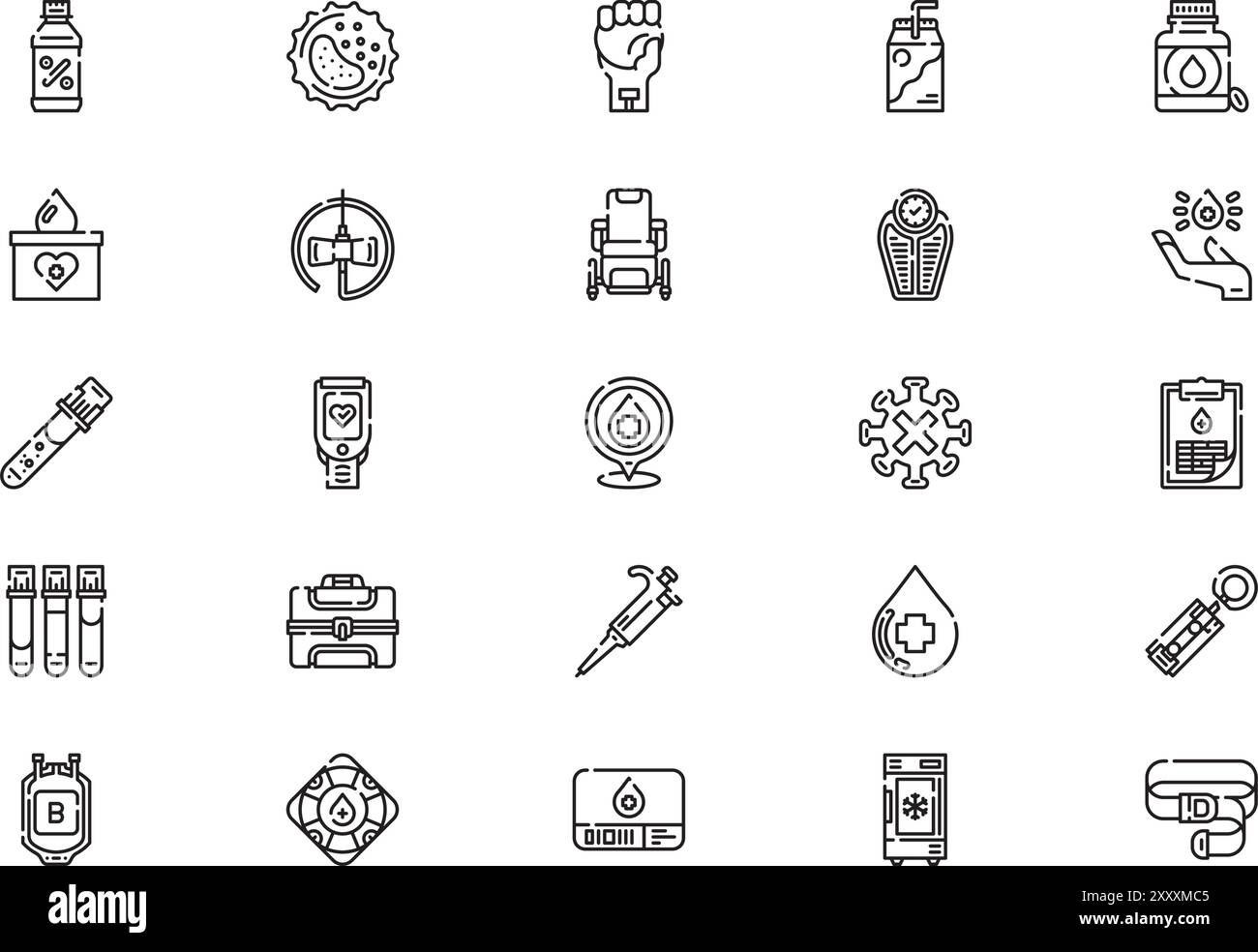 Blood donation icons collection is a vector illustration with editable ...